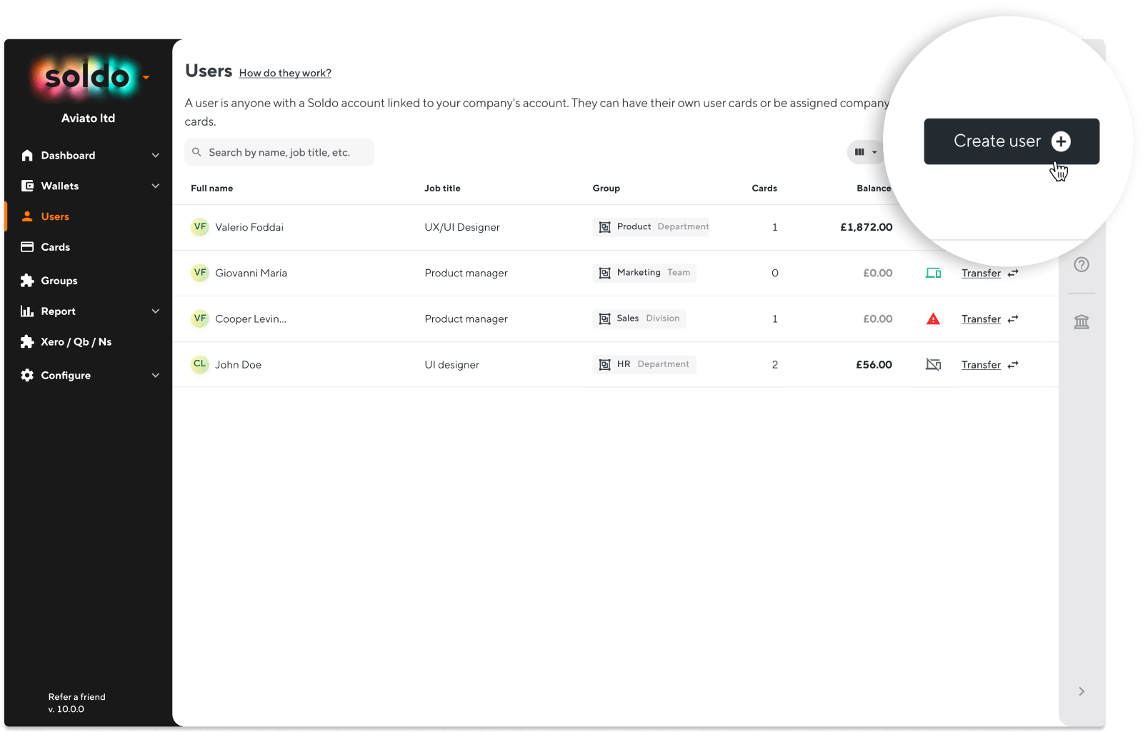 Quick started guide to deposit money and order Soldo cards for your team.